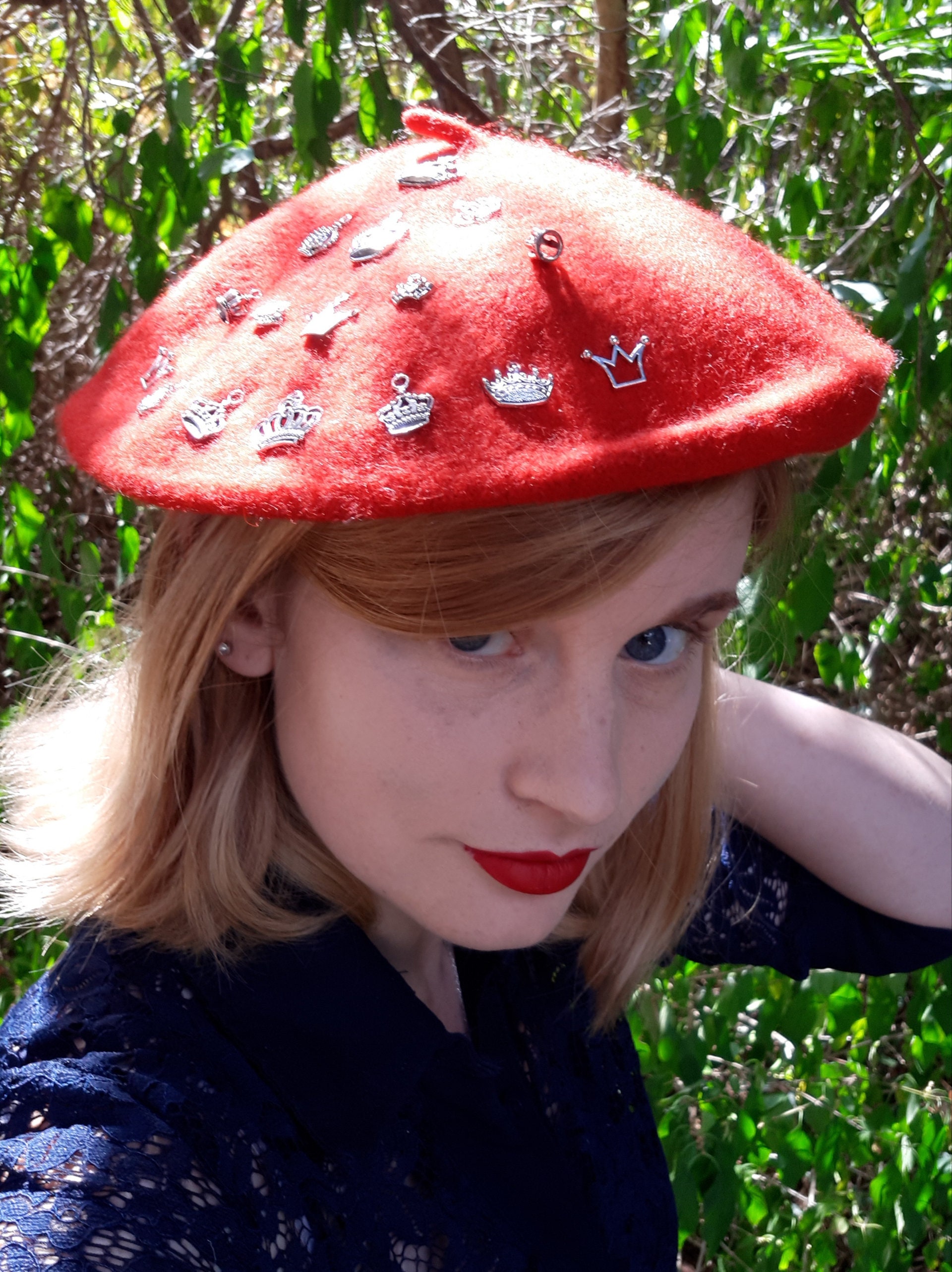 Crown Embellished Red Beret Crown Charm Beret Royal Inspired | Etsy