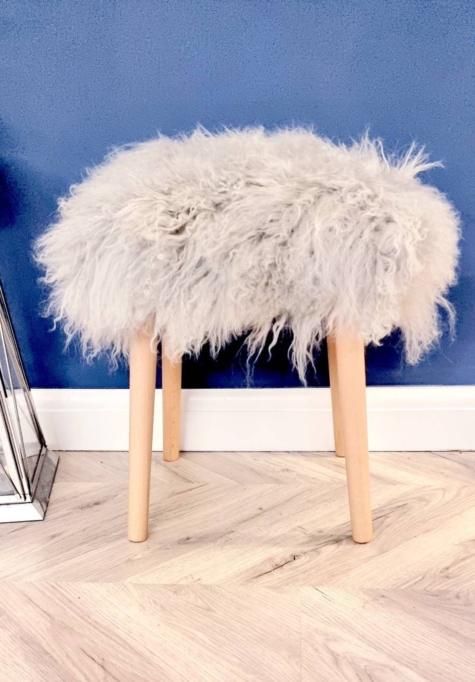 100% Genuine Mongolian Fur Stool Dressing Table Stool Dove - Etsy UK