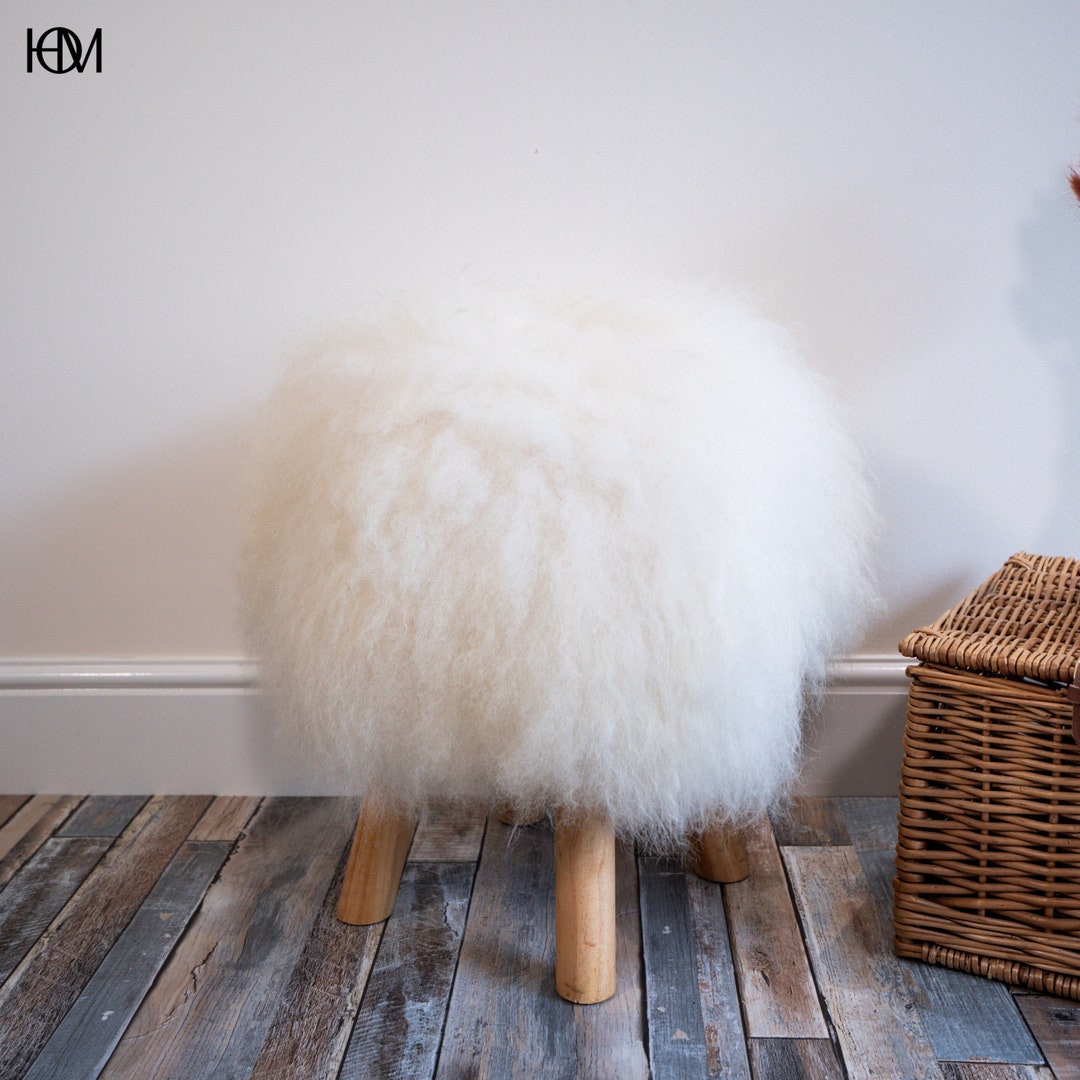 Genuine Icelandic Sheepskin Fur Stool Real Fur Stool Sheepskin Stool ...