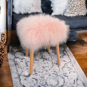 Sheepskin Stool / Dressing Table Stool Sheep Fur Stool Mongolian Fur - Etsy