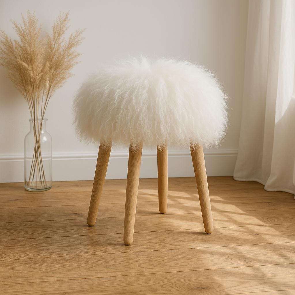 White Fluffy Stool