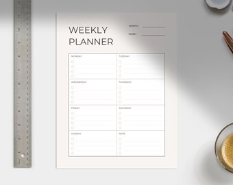Weekly Planner Printable Instant Download Minimal Weekly - Etsy