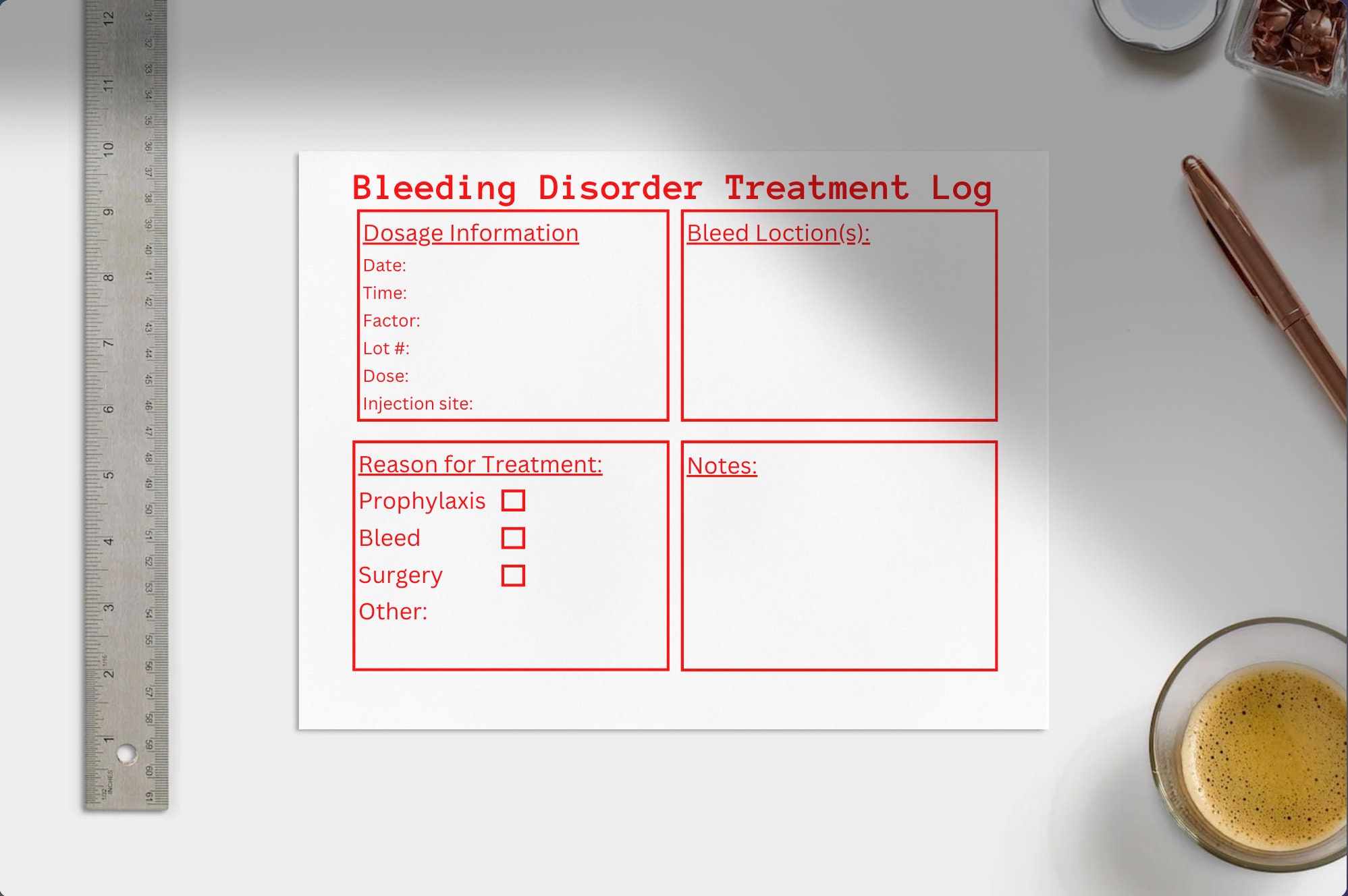 Bleeding Disorder Treatment Log (template) - Etsy
