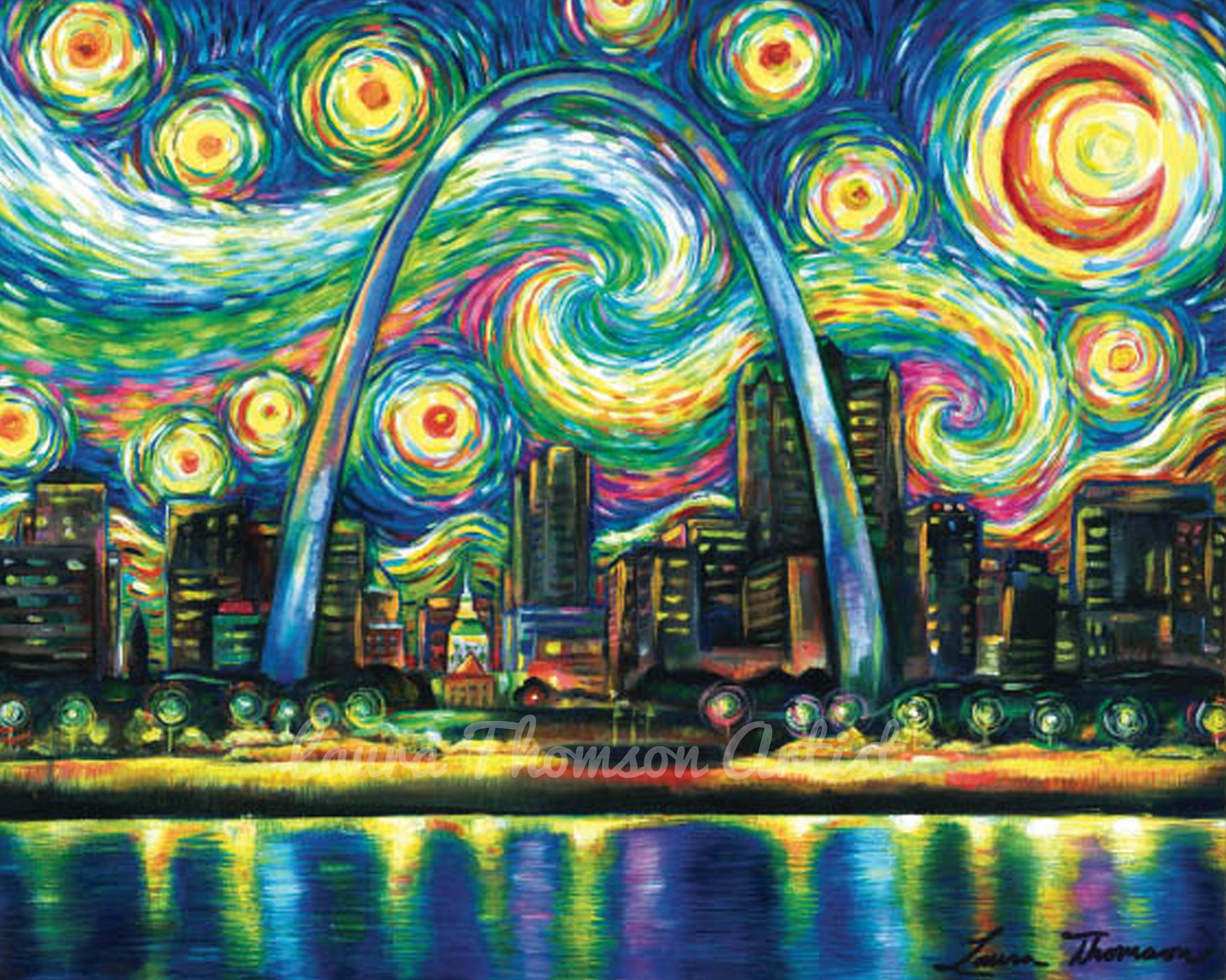 Starry Night St. Louis St Louis Artwork St. Louis Arch - Etsy
