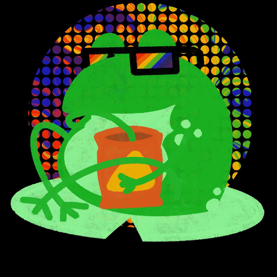 Lgbtq+ Frog Wearing Shades Eating Chips Png Download Group 1 - Etsy