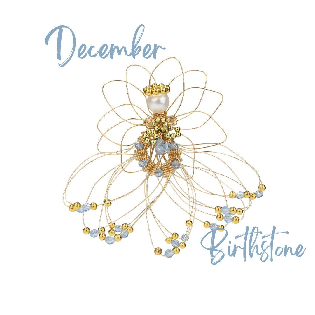 Blue Topaz Angel Ornament: Gold Wire Handmade December Birthstone Gift ...