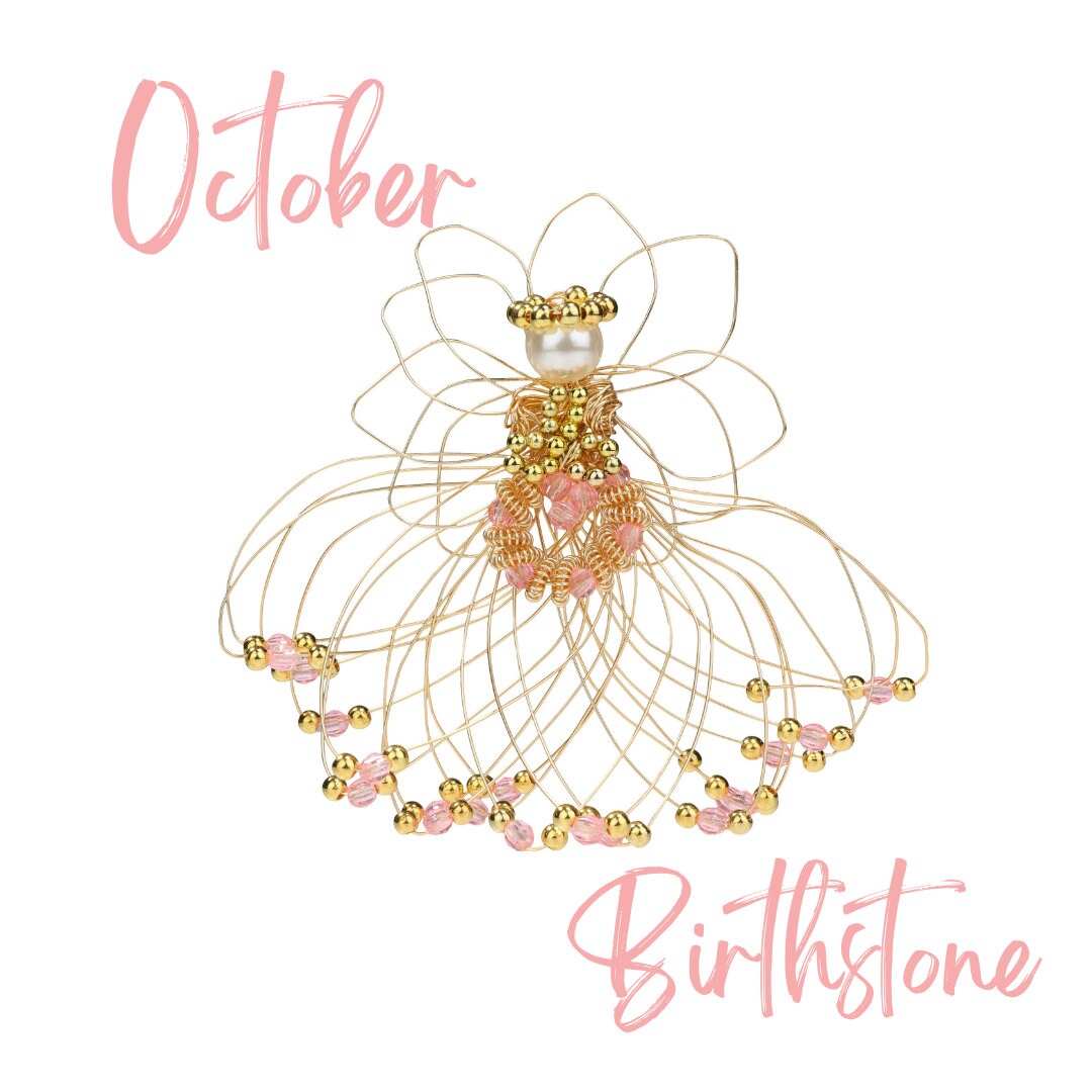 Birth Month Angel Ornament, Handmade October Pink Tourmaline Birth ...