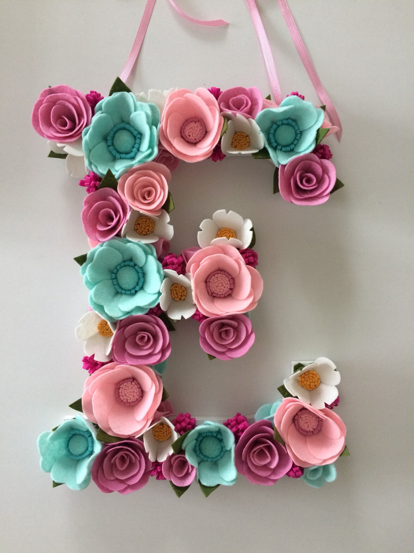 Pink Flower Letter Mint Flower Letter E Flower Letter E - Etsy
