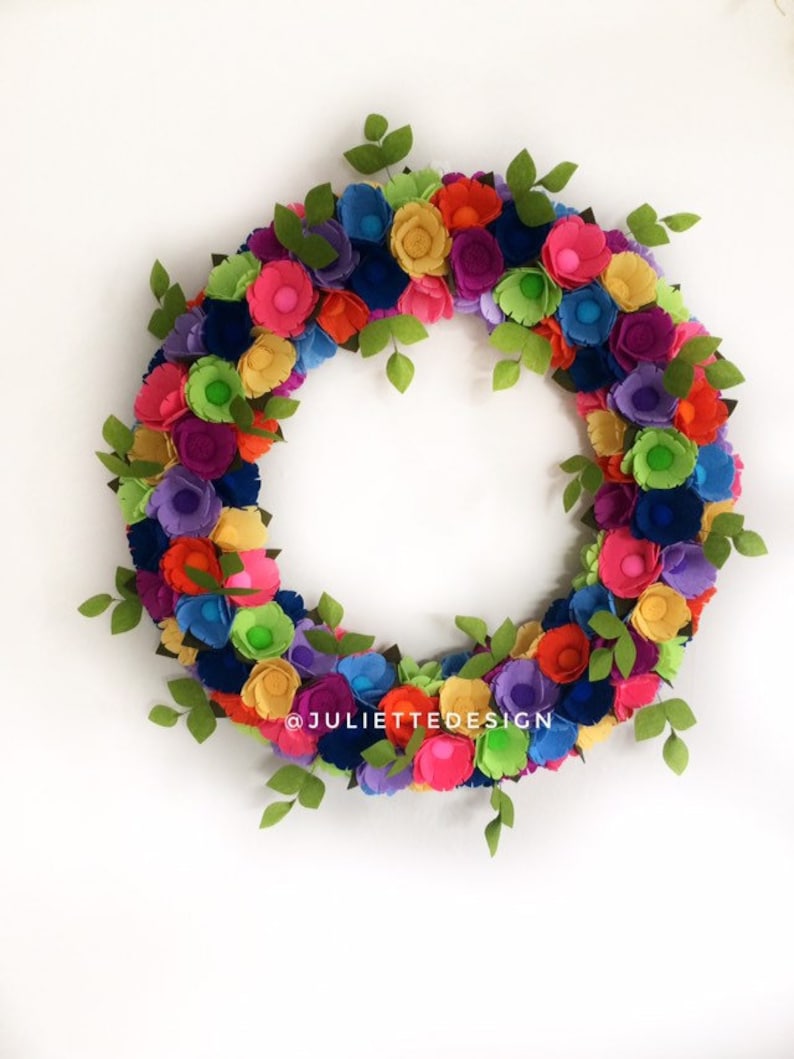 Colorful Wreath Colorful Felt Wreath Felt Wreath Year round | Etsy