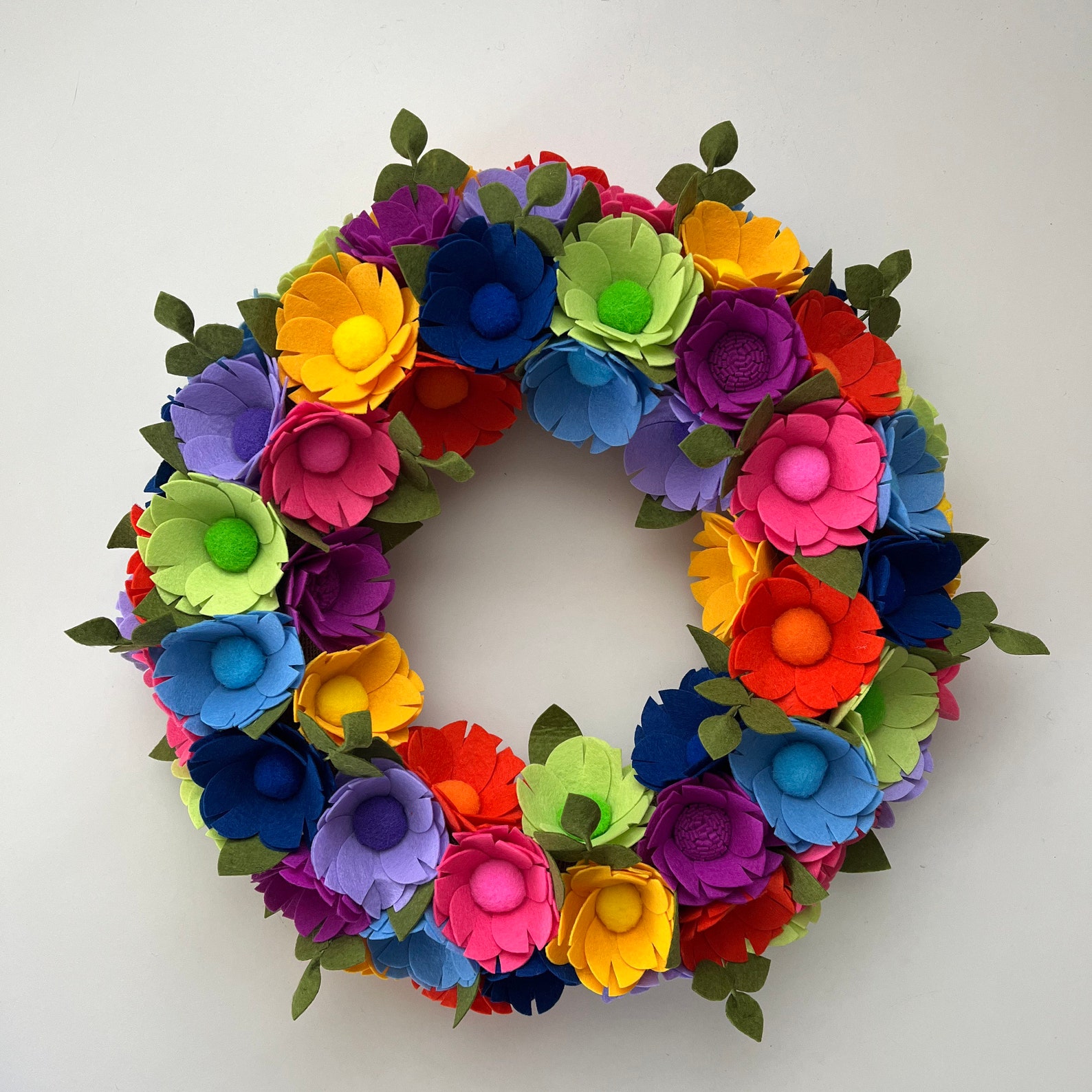 Colorful Wreath Colorful Felt Wreath Felt Wreath Year Round - Etsy