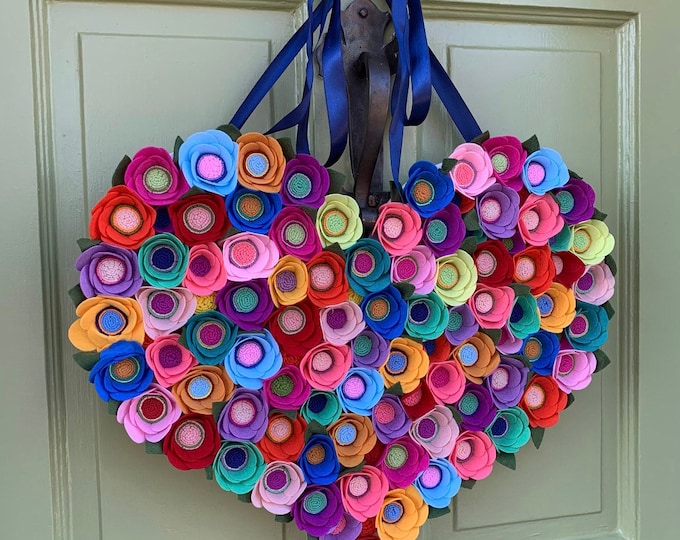 Heart Flower Wreath Floral Heart Wreath Love Heart Flower - Etsy