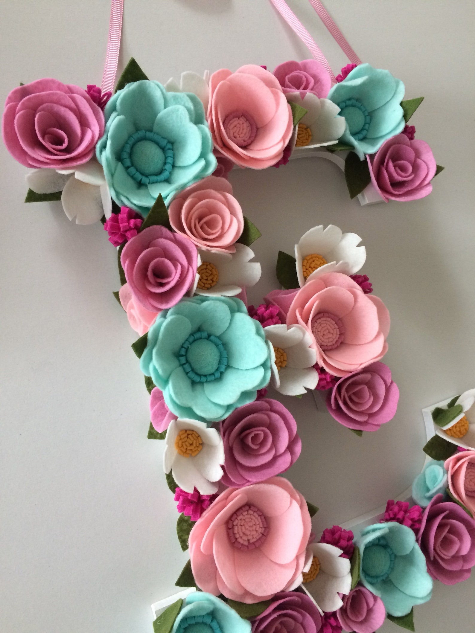Pink Flower Letter Mint Flower Letter E Flower Letter E - Etsy