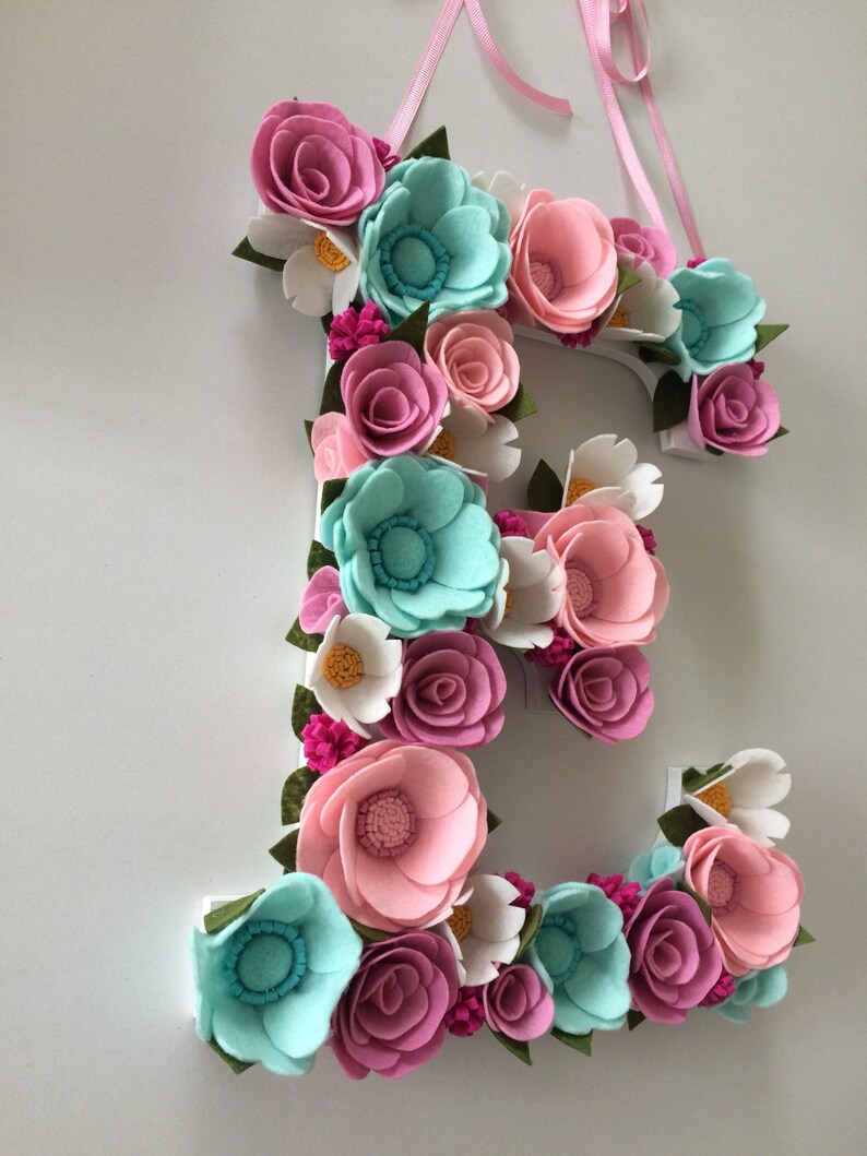 Pink Flower Letter Mint Flower Letter E Flower Letter E - Etsy