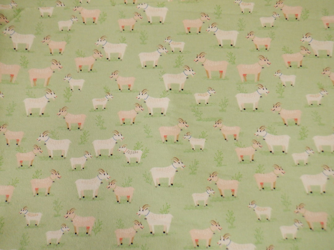 Goats on Light Green Cotton Flannel Pillowcase - Etsy UK