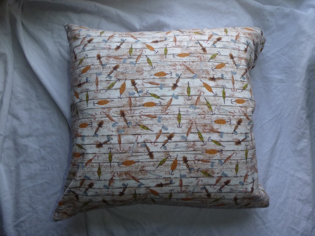 Fishing Hooks on Wood - Cotton Flannel Pillowcase - Etsy