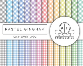 Bright Pastel Gingham Digital Paper and Background Images - Etsy