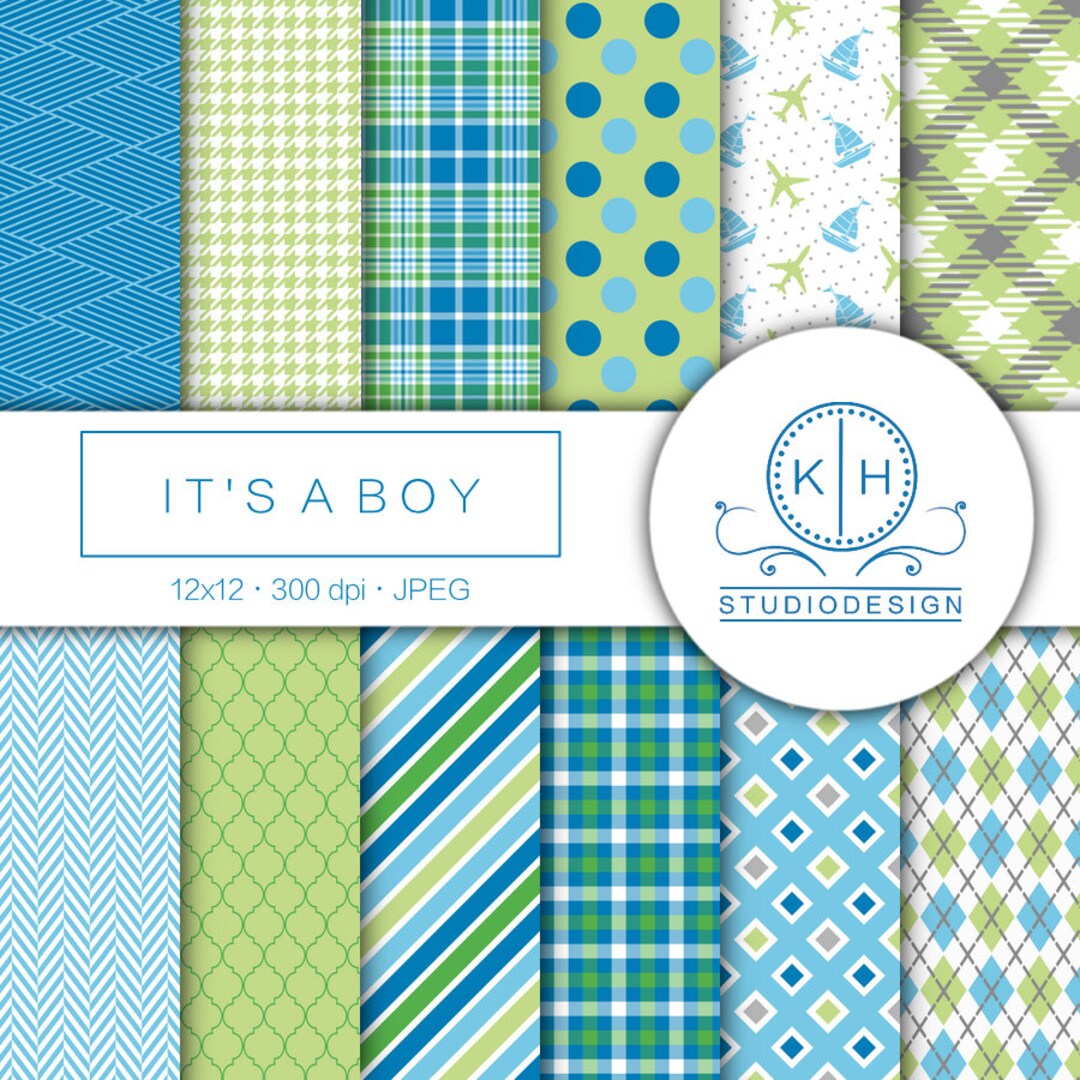 It's A Boy Digital Paper Baby Boy Scrapbooking Paper - Etsy