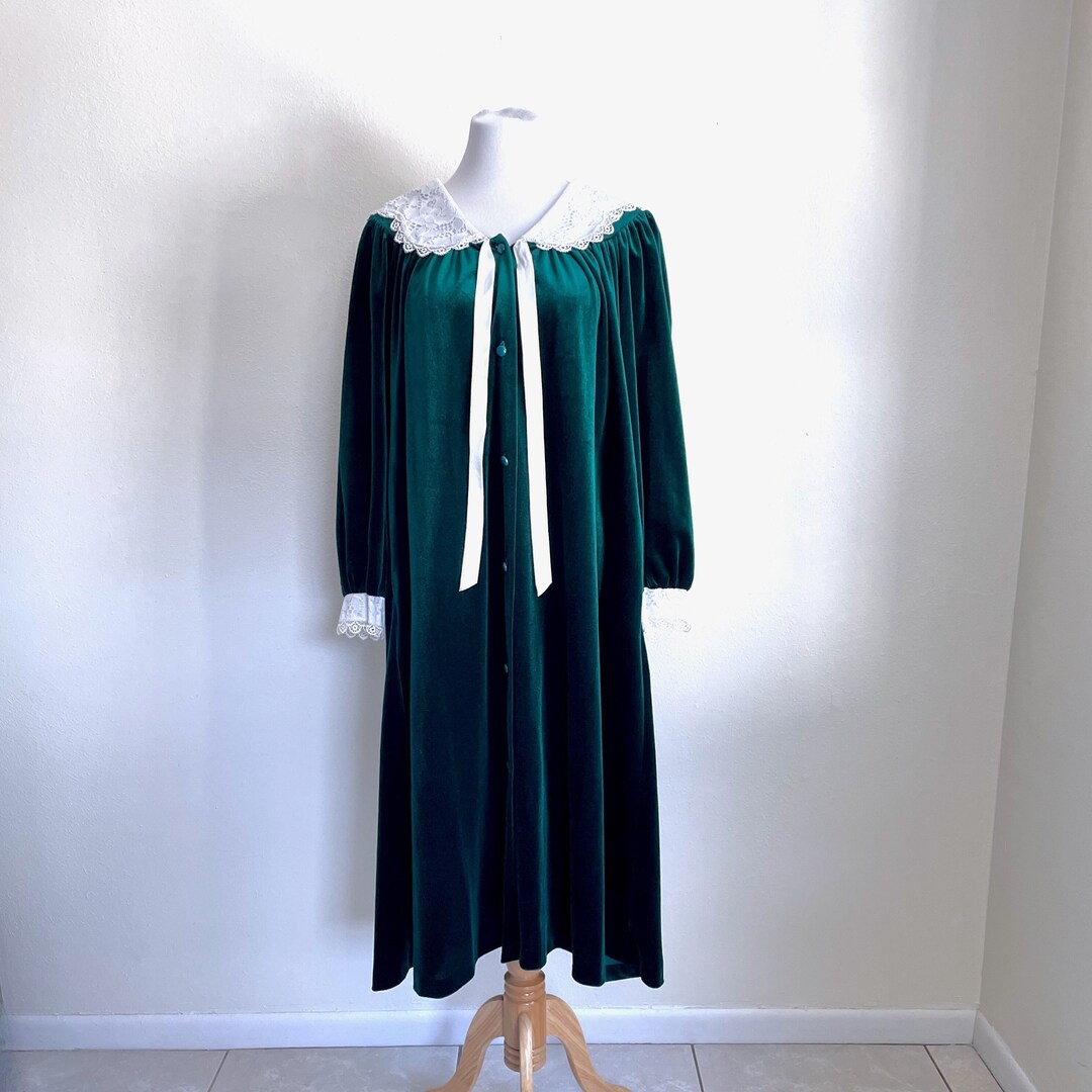 Vintage Velvet Robe, Forest Green, Size Medium - Etsy