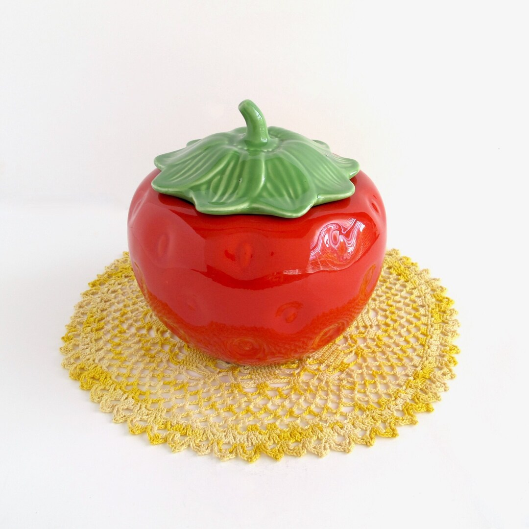 Vintage Strawberry Cookie Jar, Ceramic Fruit Decor. - Etsy