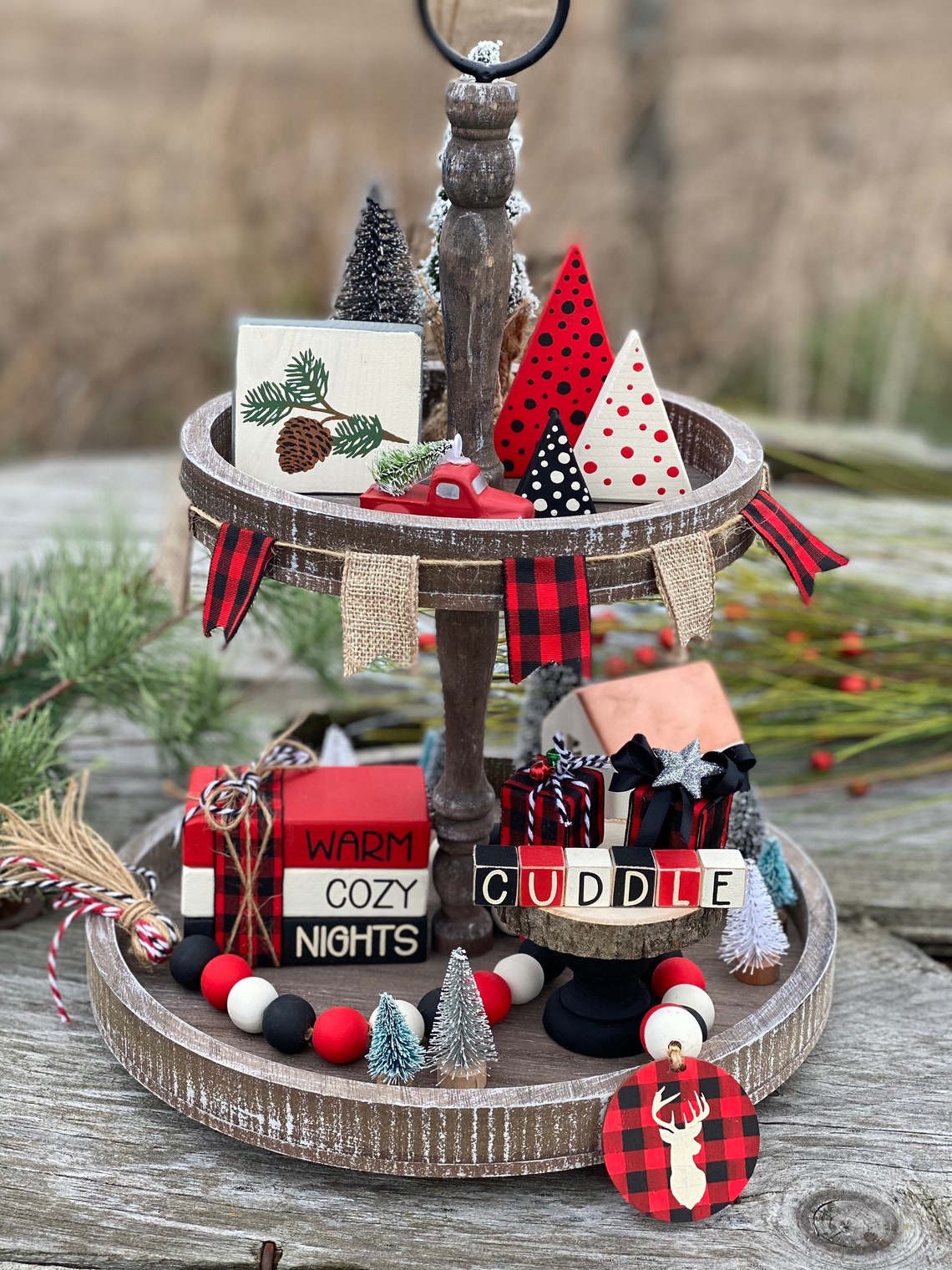 Mini Tier Tray Buffalo Plaid Banner / Buffalo Plaid Christmas - Etsy