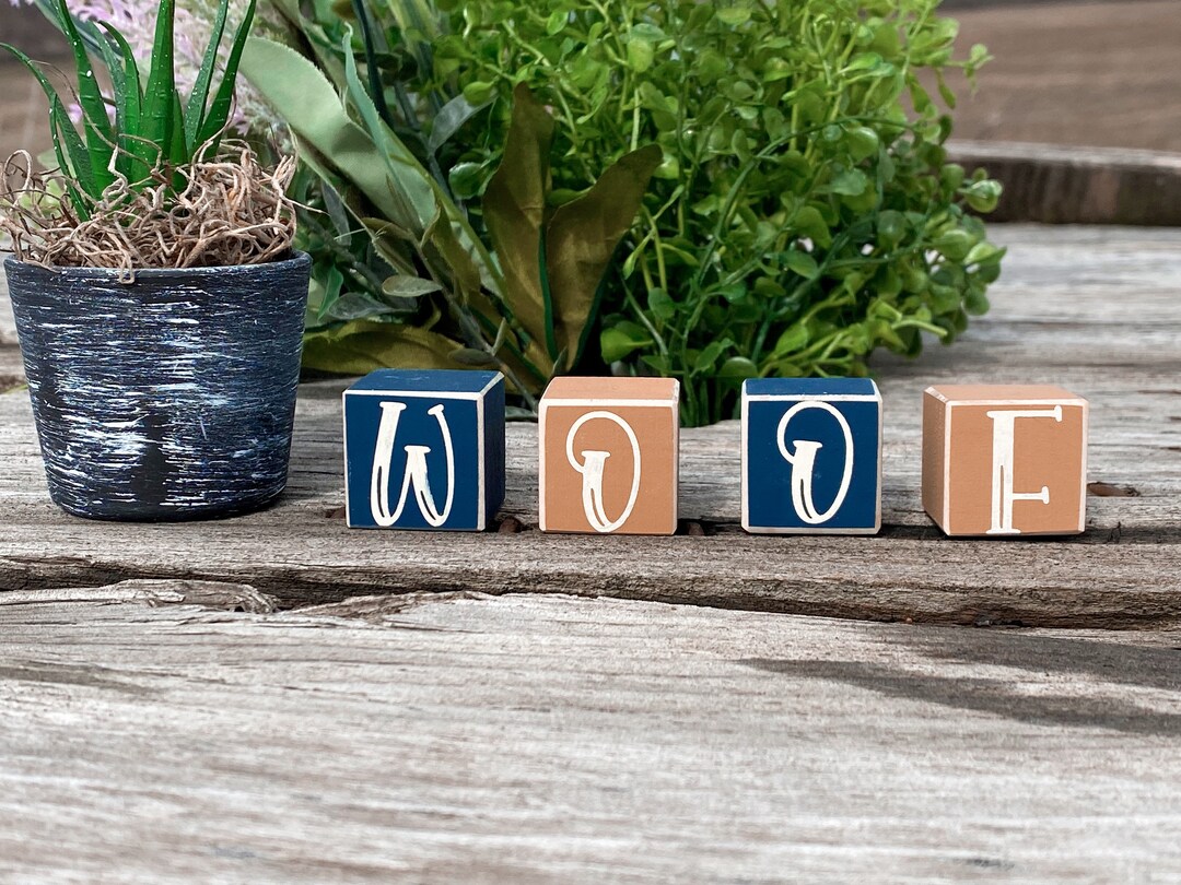 1” Wooden “WOOF” Blocks / Dog Tier Tray Decor / Dog Mini Decor - Etsy