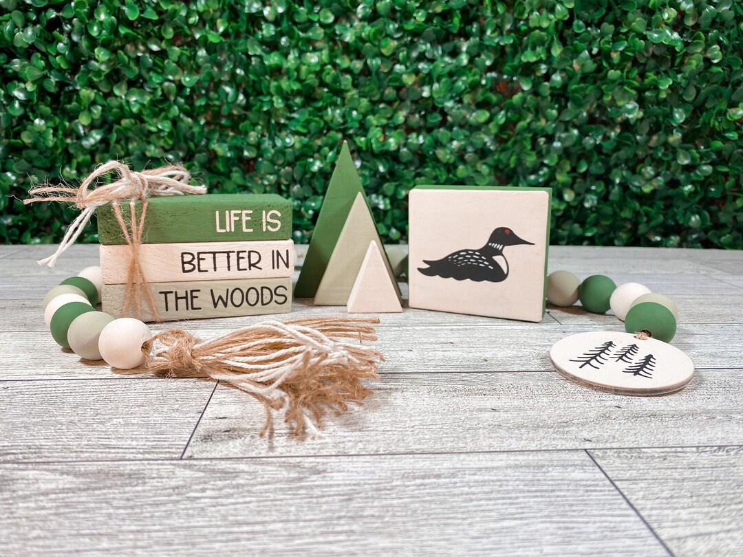 Cabin Tier Tray / North Woods Decor / Rustic Decor / Lake House Decor ...