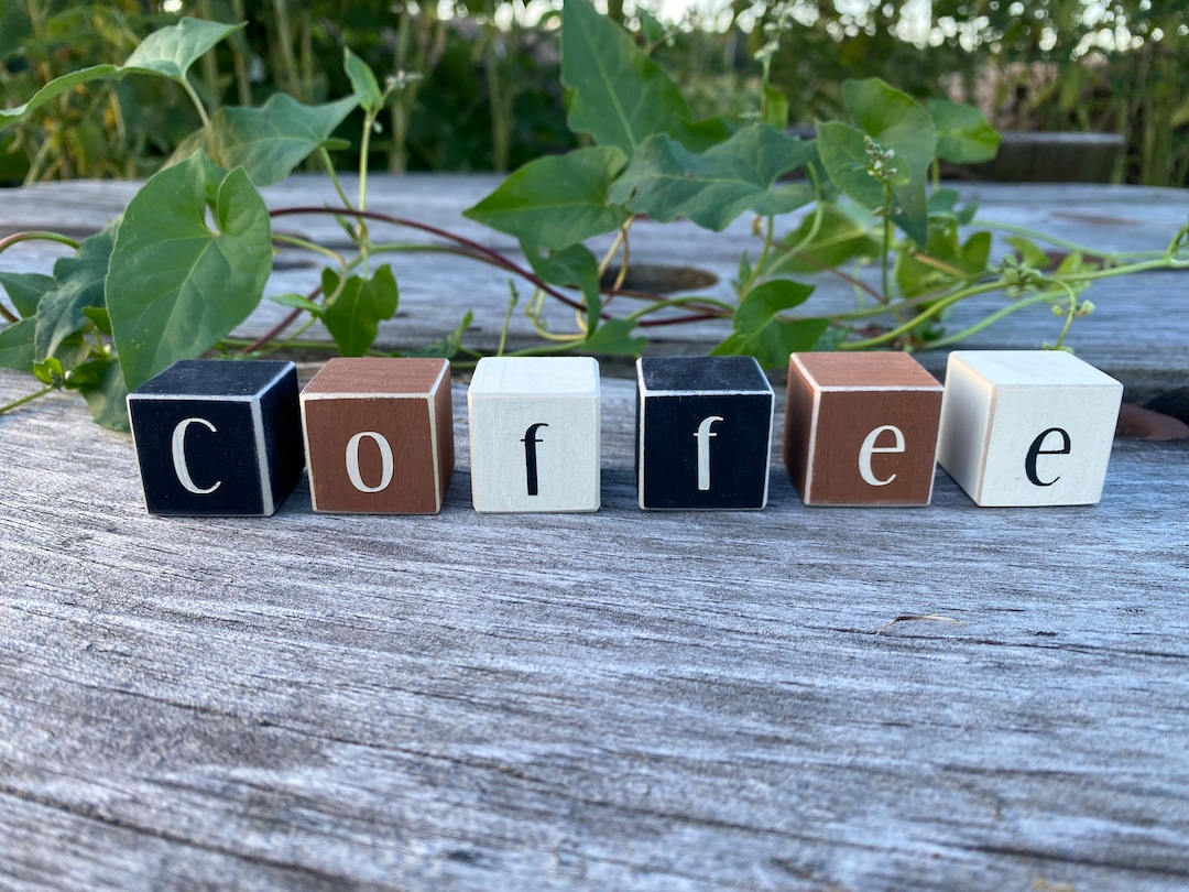Coffee Bar Wooden Letter Blocks / Coffee Tier Tray Decor - Etsy
