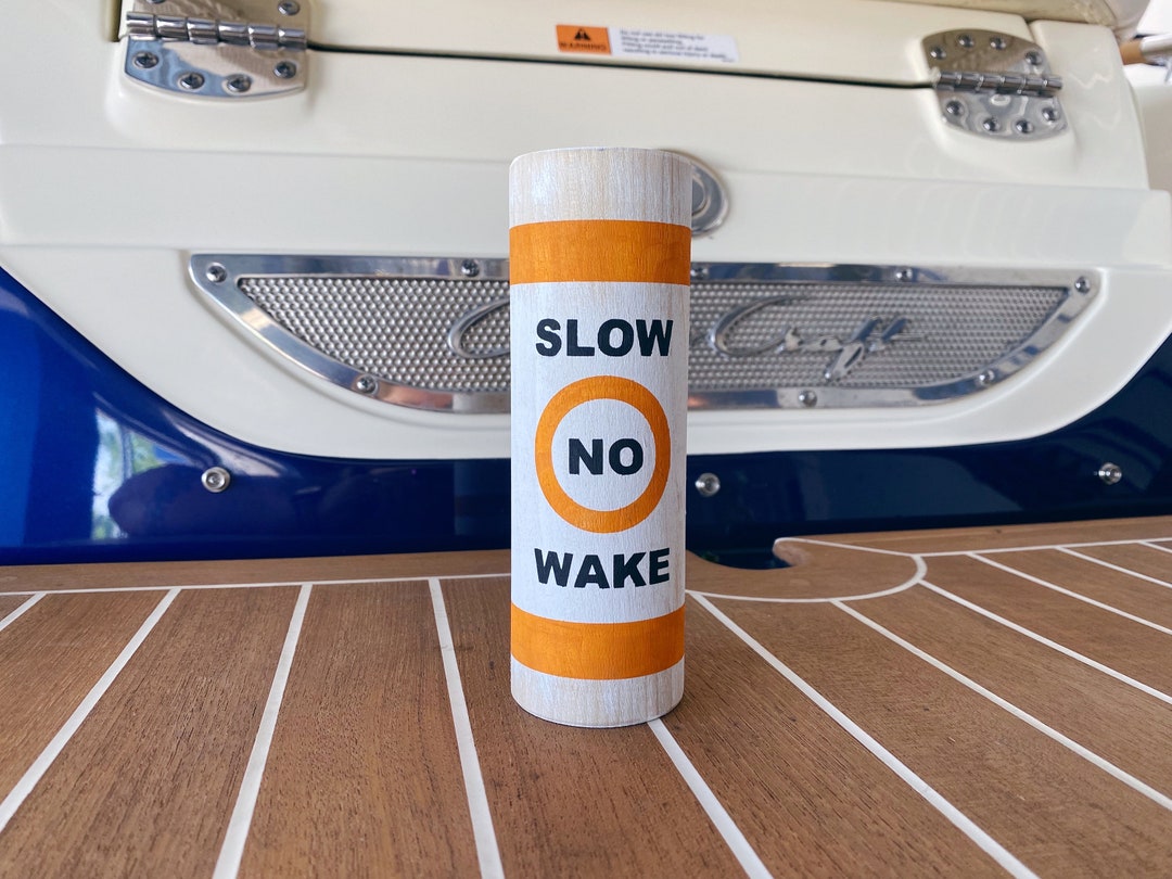 Handmade Decorative Wooden "slow / No Wake" Buoy // Nautical Decor ...