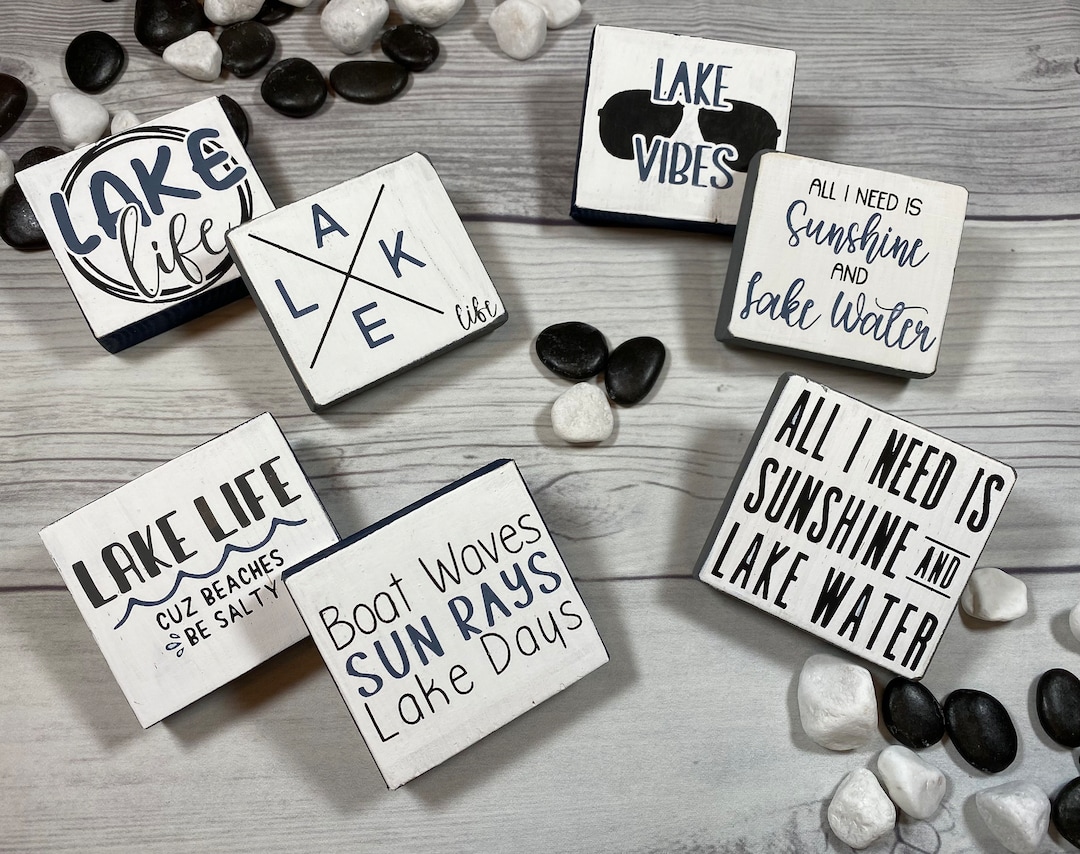 Lake Life Mini Signs / Lake Life Tier Tray Decor / Lake House Decor ...