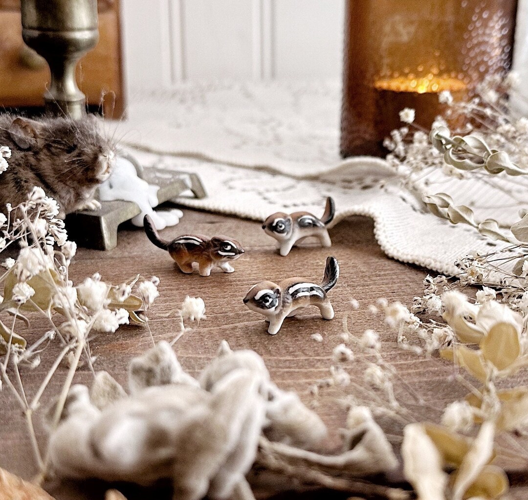 Tiny Vintage Chipmunk Bone China Figurine No. 02, Curio Cabinet ...