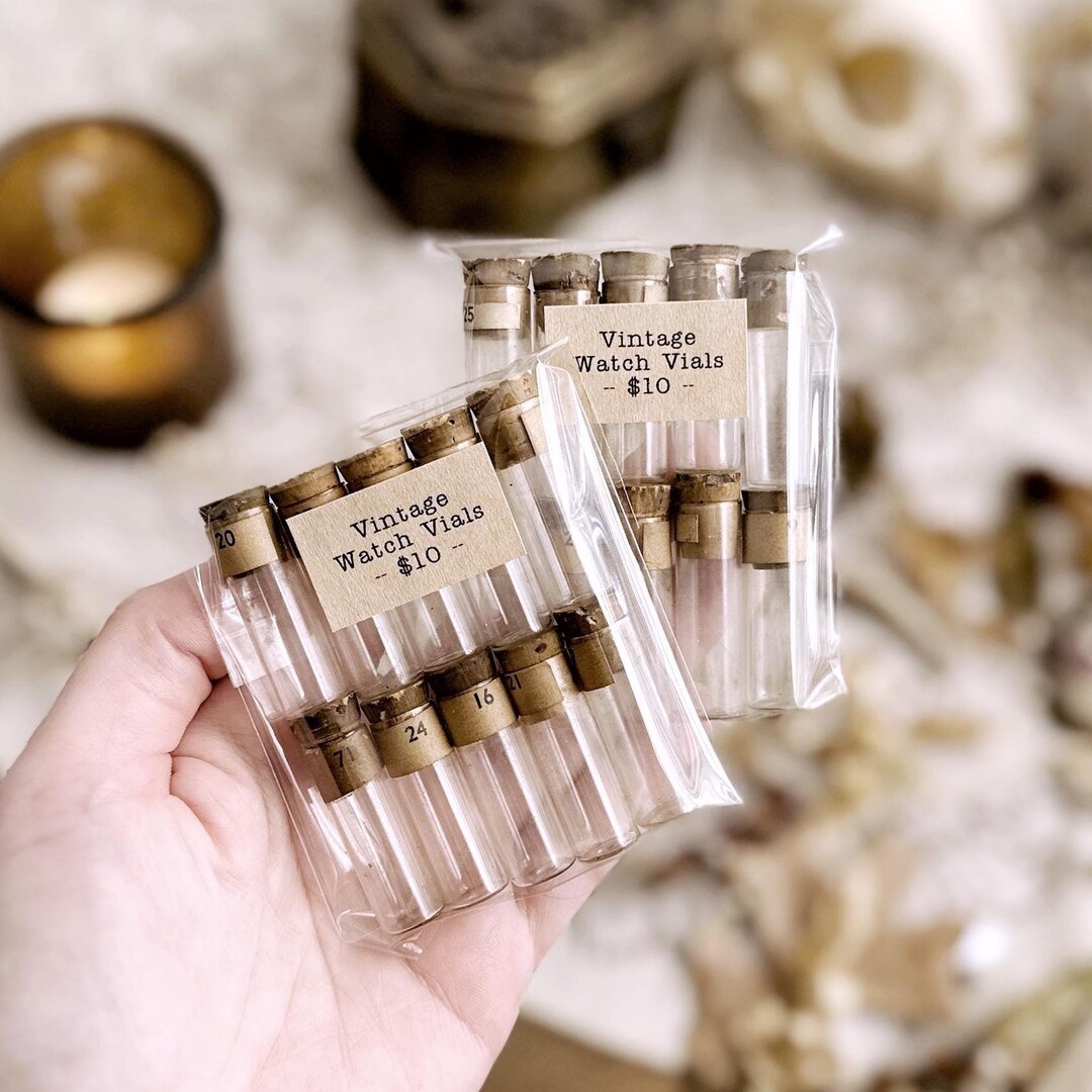 10 Vintage Watch Parts Vials, Antique Glass Vials, Vintage Glass ...