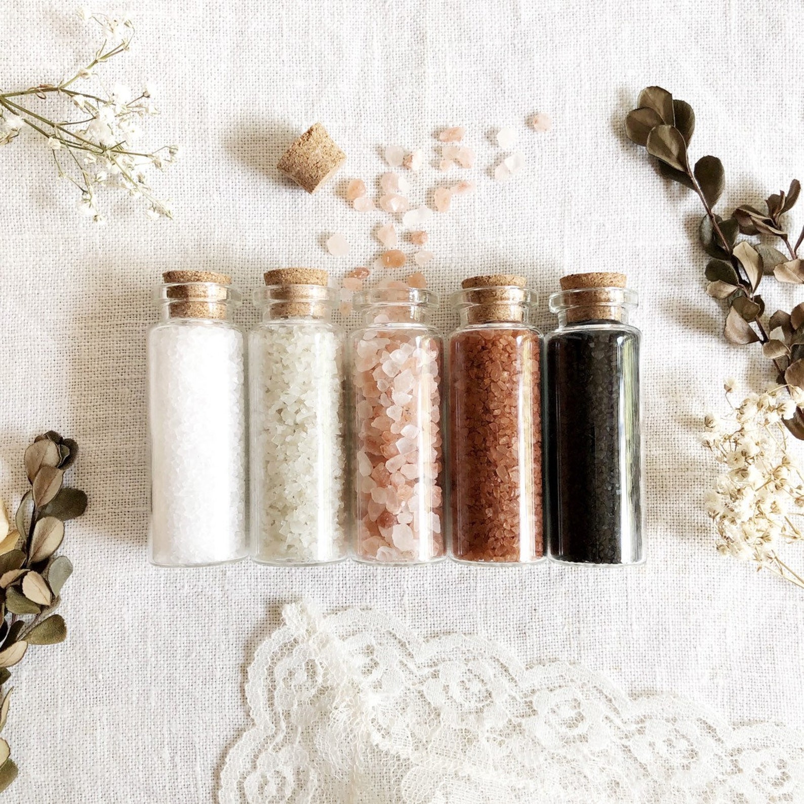 Witches Salt Set in Glass Vials, Wiccan Salt Set, Protection Salt ...