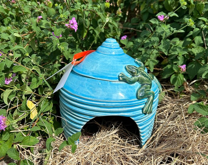 Toad House Blue Rings With Green Frog - Etsy