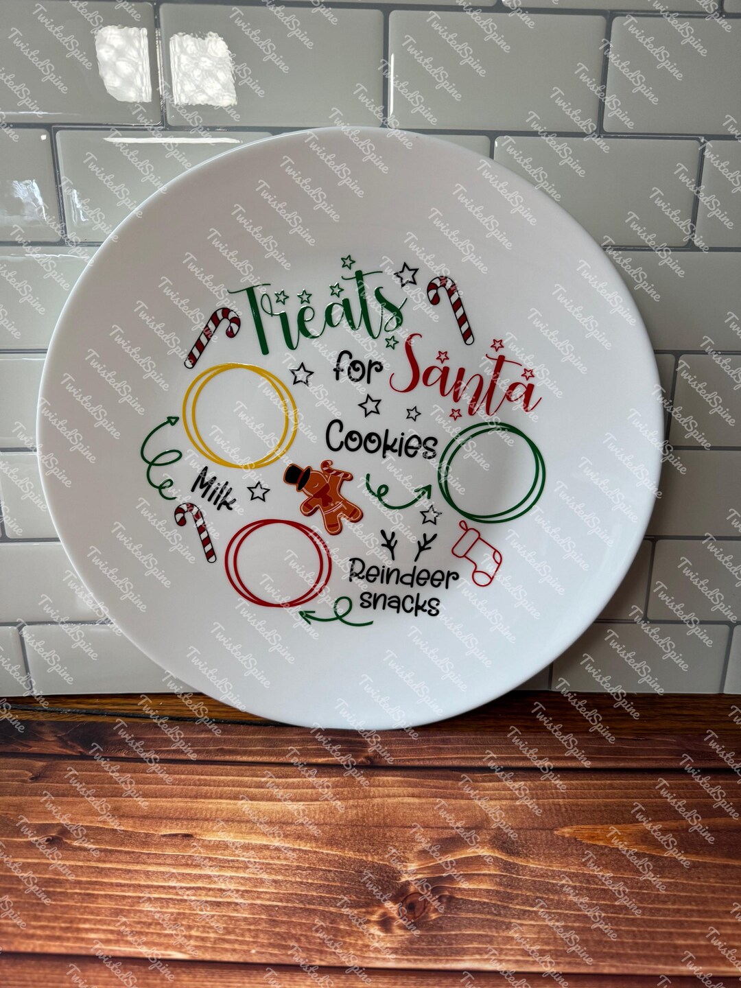 White Christmas Eve Santa Plate 25cm UV-DTF Print Santa Cookie Plate ...
