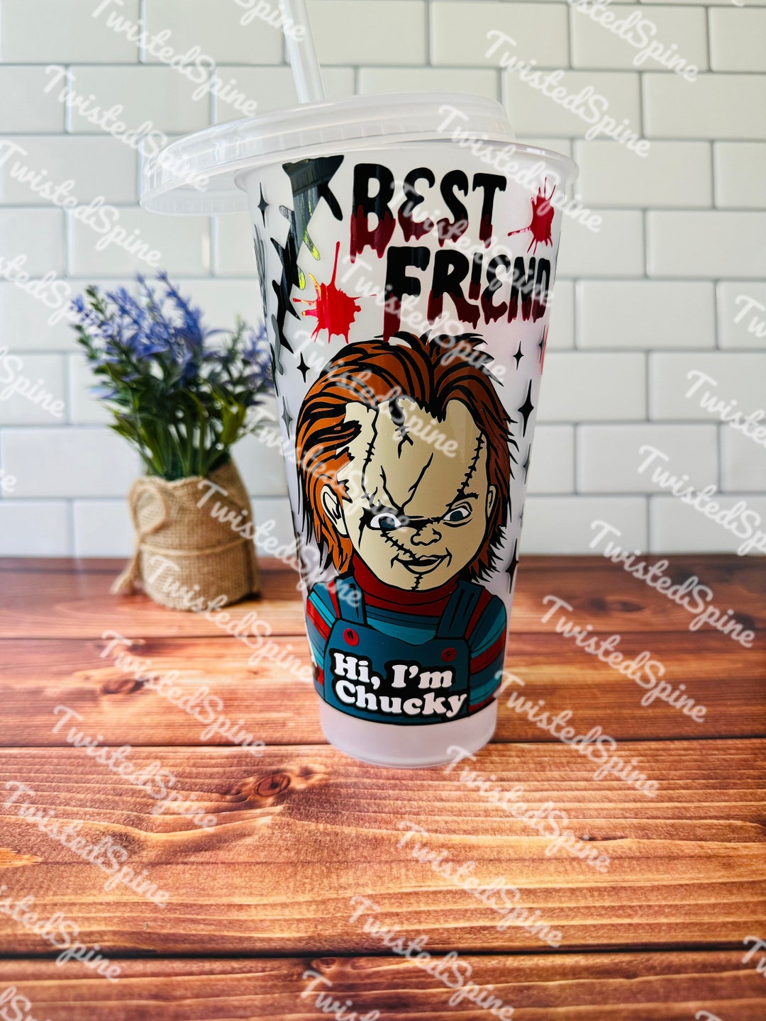 24oz Chucky Doll Horror Film Cold Cup Custom Halloween Horror Tumbler ...