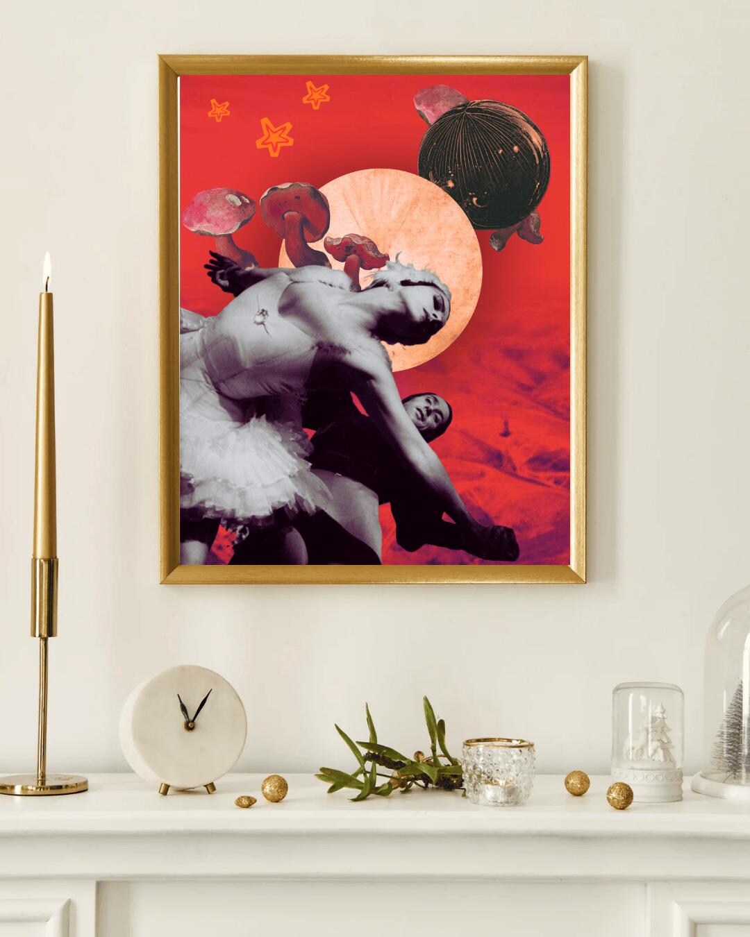 Surreal Ballet Dreamscape Art Print Whimsical Collage With Celestial ...