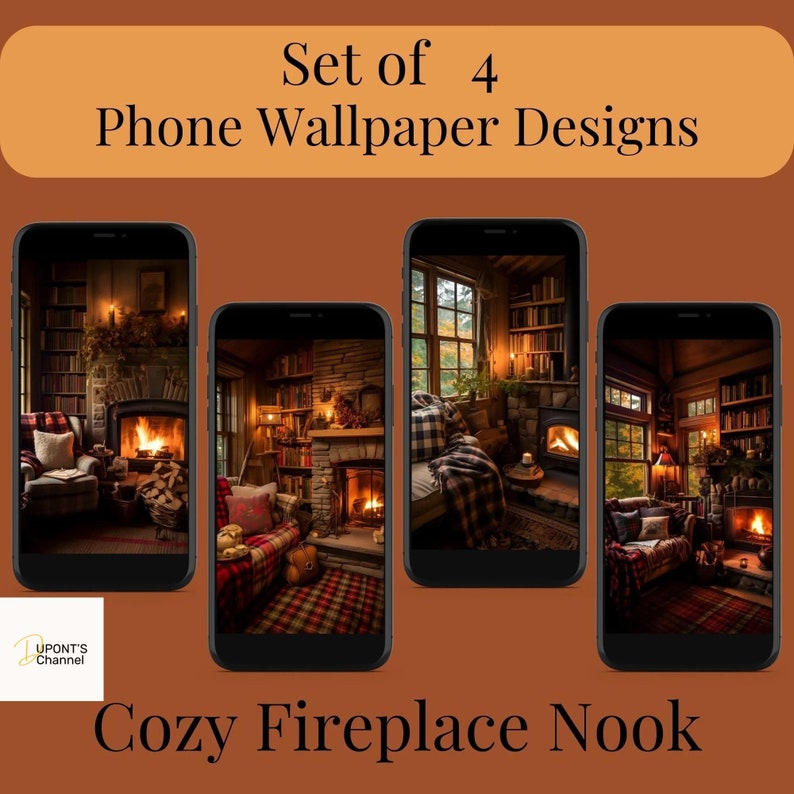 Cozy Fireplace Nook Phone Wallpaper for Iphone, Samsung Seasonal ...