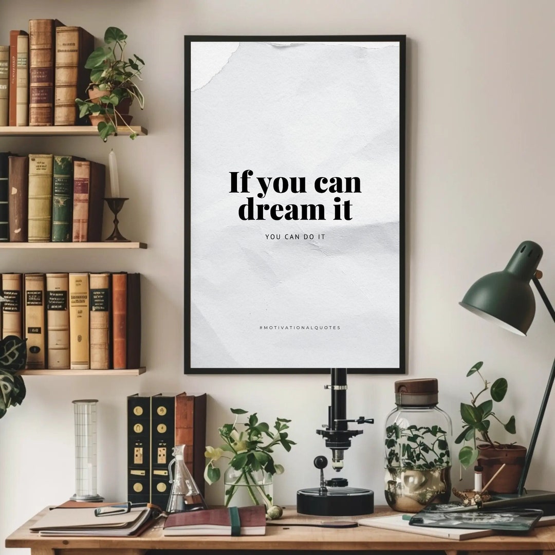 Motivational Wall Art Print, Inspirational Quote Decor, Achieve Your ...