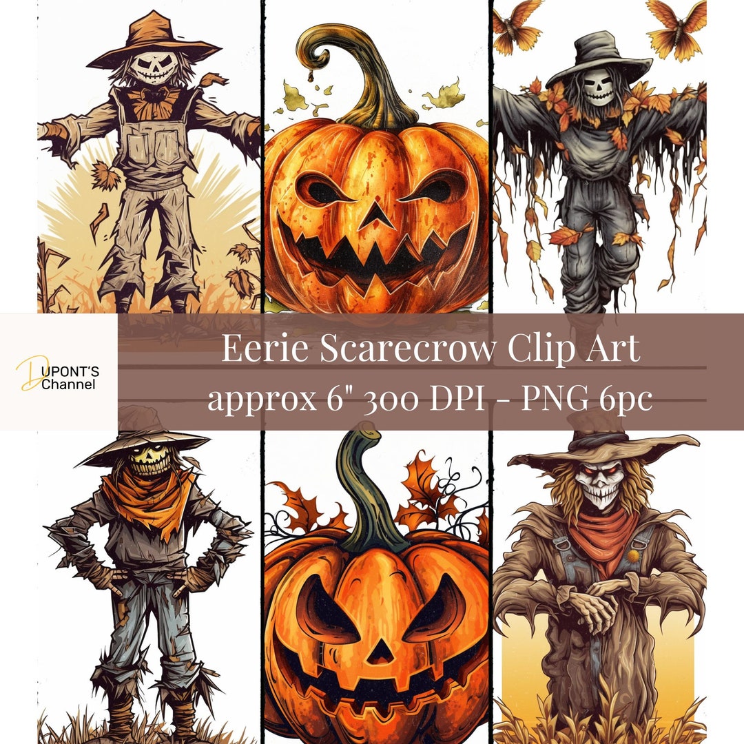 Scarecrow and Pumpkin Clip Art SVG or JPG Digital Download, Halloween ...