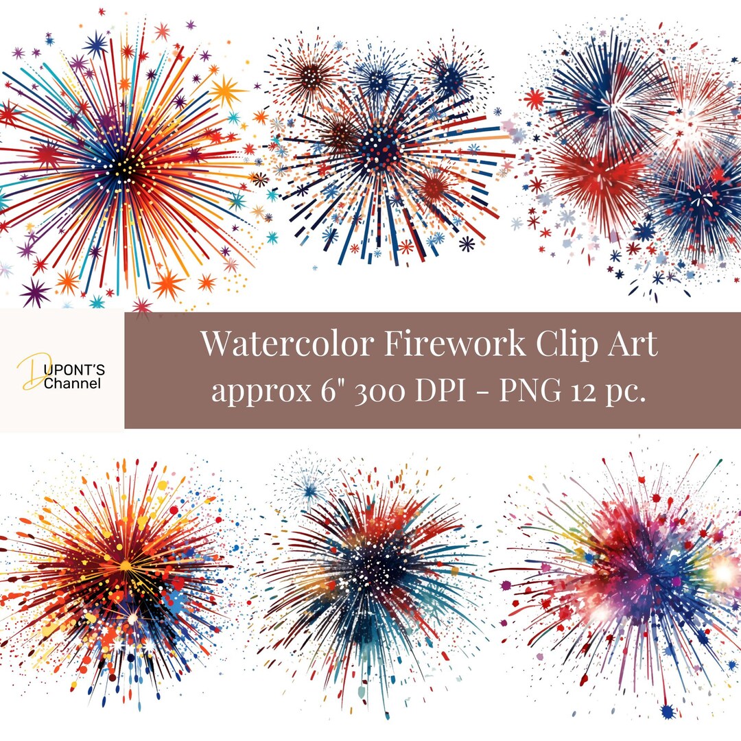 Fireworks Clip Art Set for Fourth of July Celebrations, PNG Digital ...