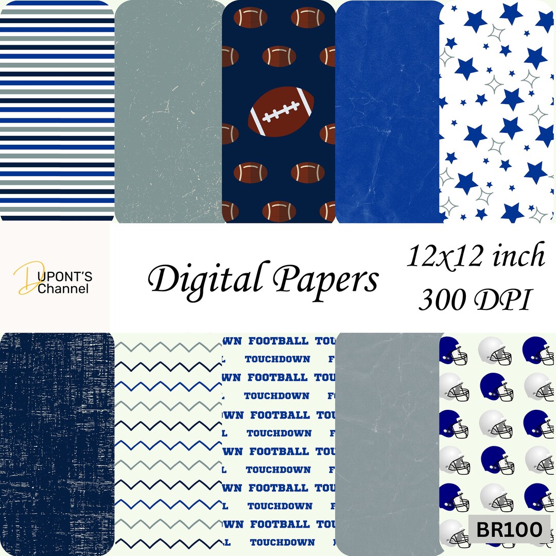 Football Digital Paper Pack: Dallas Colors, Scrapbooking (digital ...
