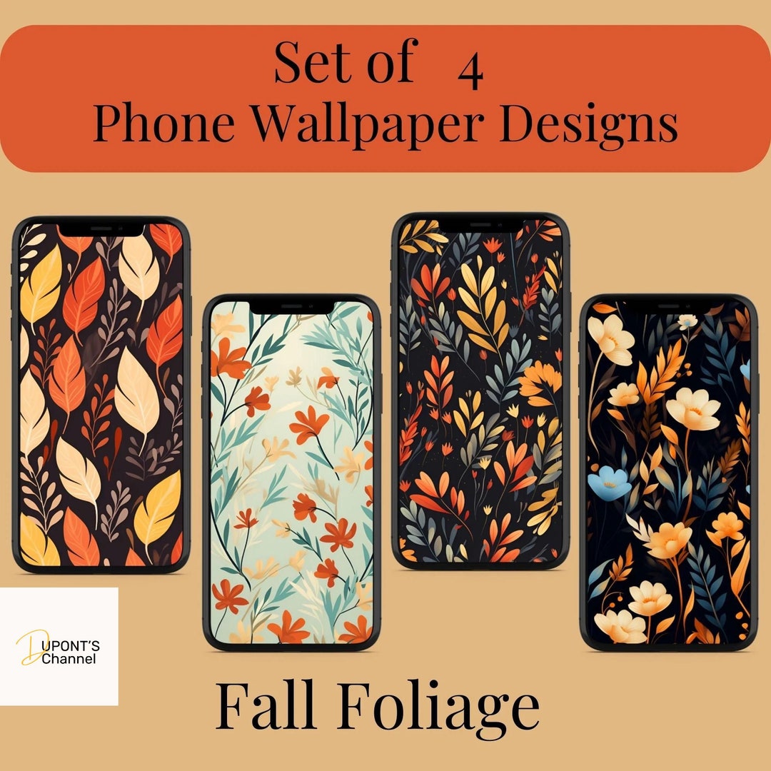 Fall Foliage Phone Wallpaper: Autumn Leaves Pattern (digital Download ...