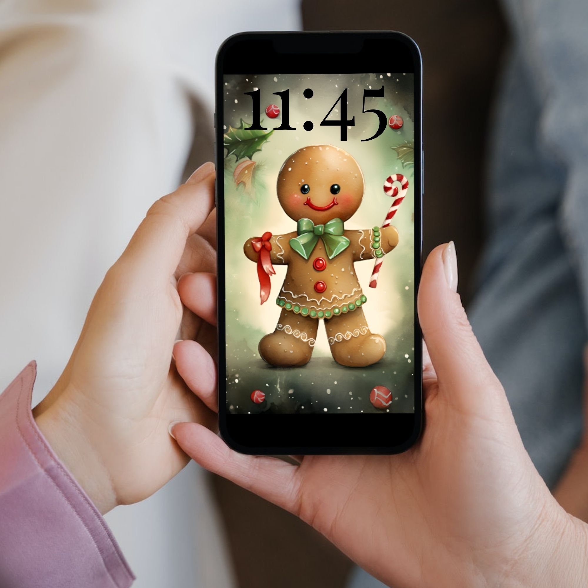Cozy Critter Christmas Phone Wallpaper: Winter Holiday Designs (digital ...