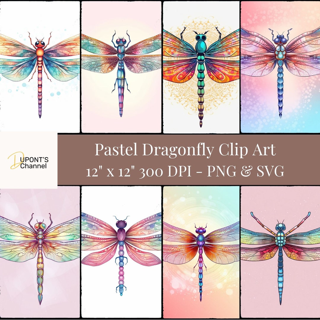 Pastel Dragonfly Clip Art: Seamless Pattern Set (digital Download) - Etsy