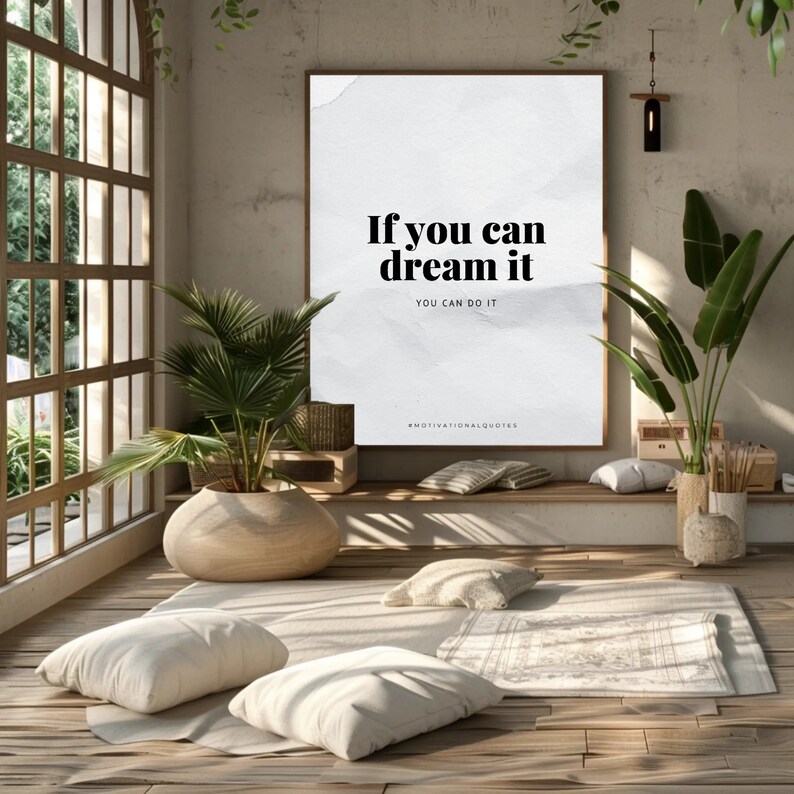 Motivational Wall Art Print, Inspirational Quote Decor, Achieve Your ...