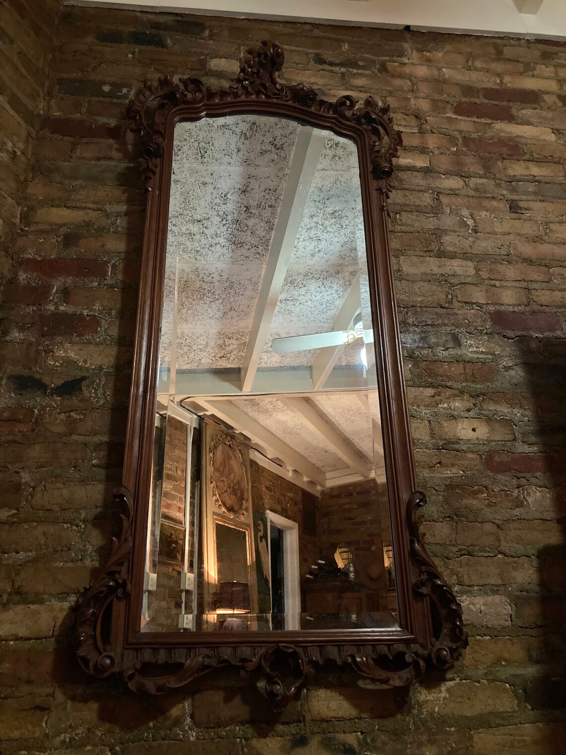 Antique Italian Carved Wood Hall Mirror - Etsy