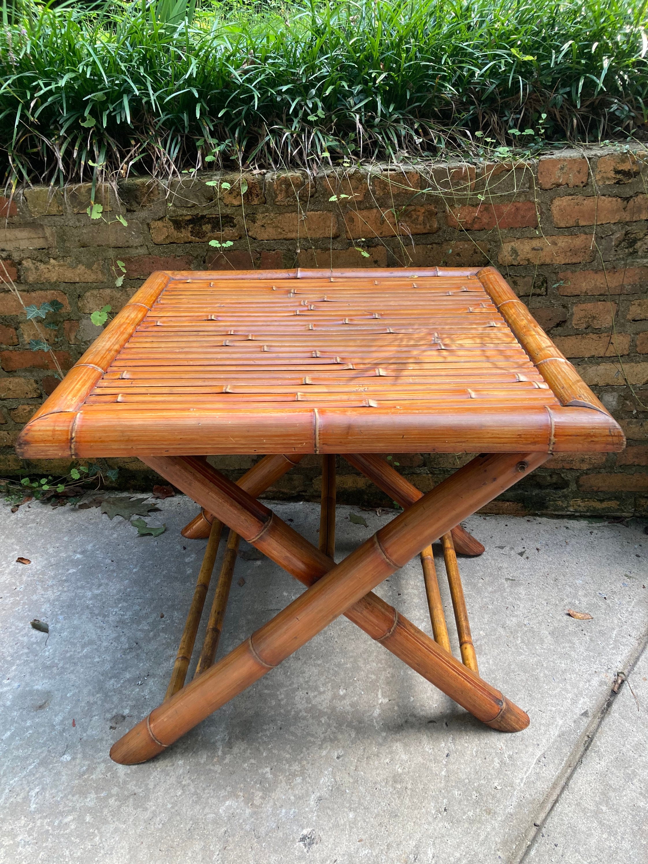 Bamboo Folding Table and Chair Patio Set - Etsy