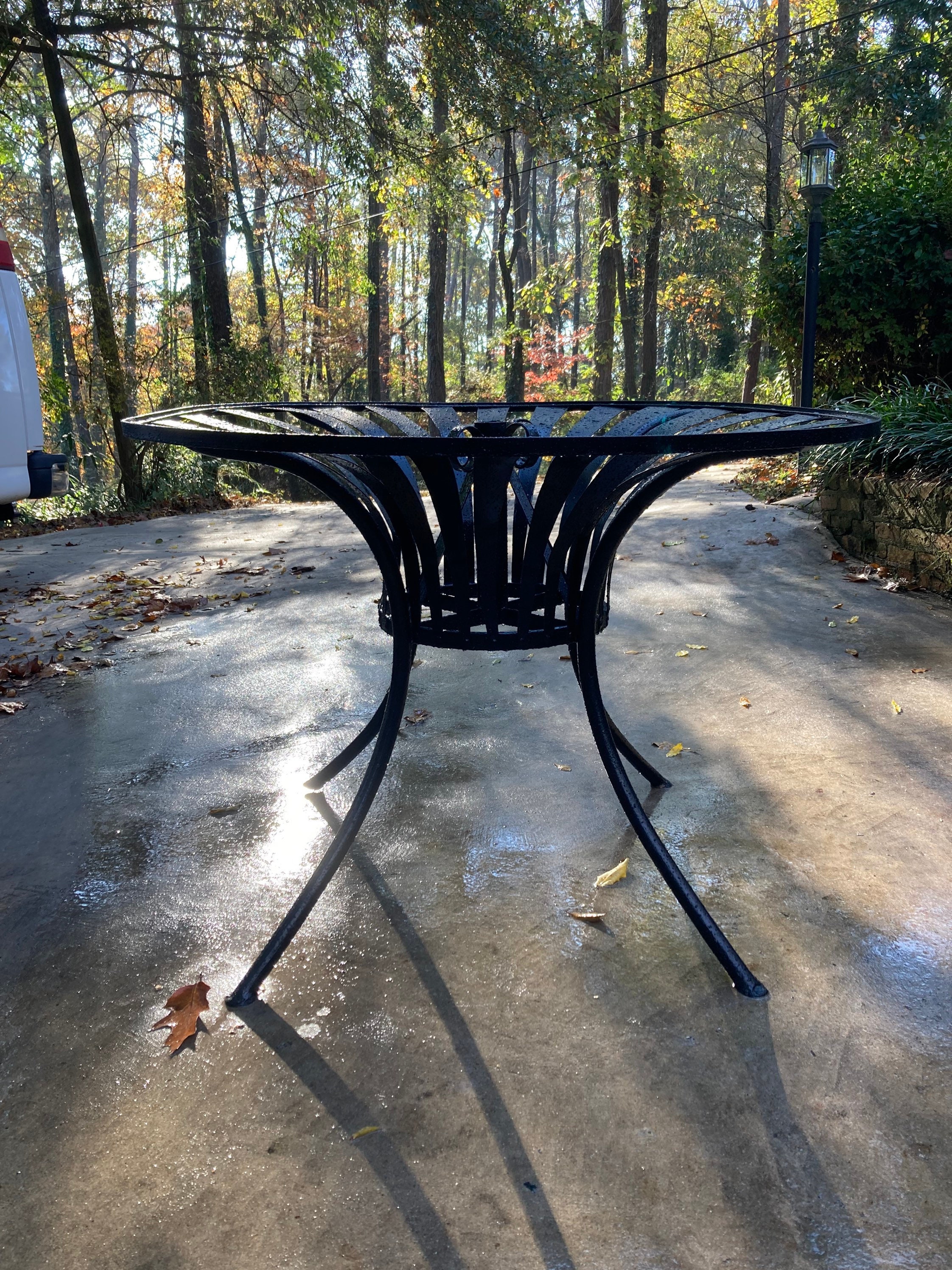 Francois Carre Patio Dining Table With Original Glass - Etsy