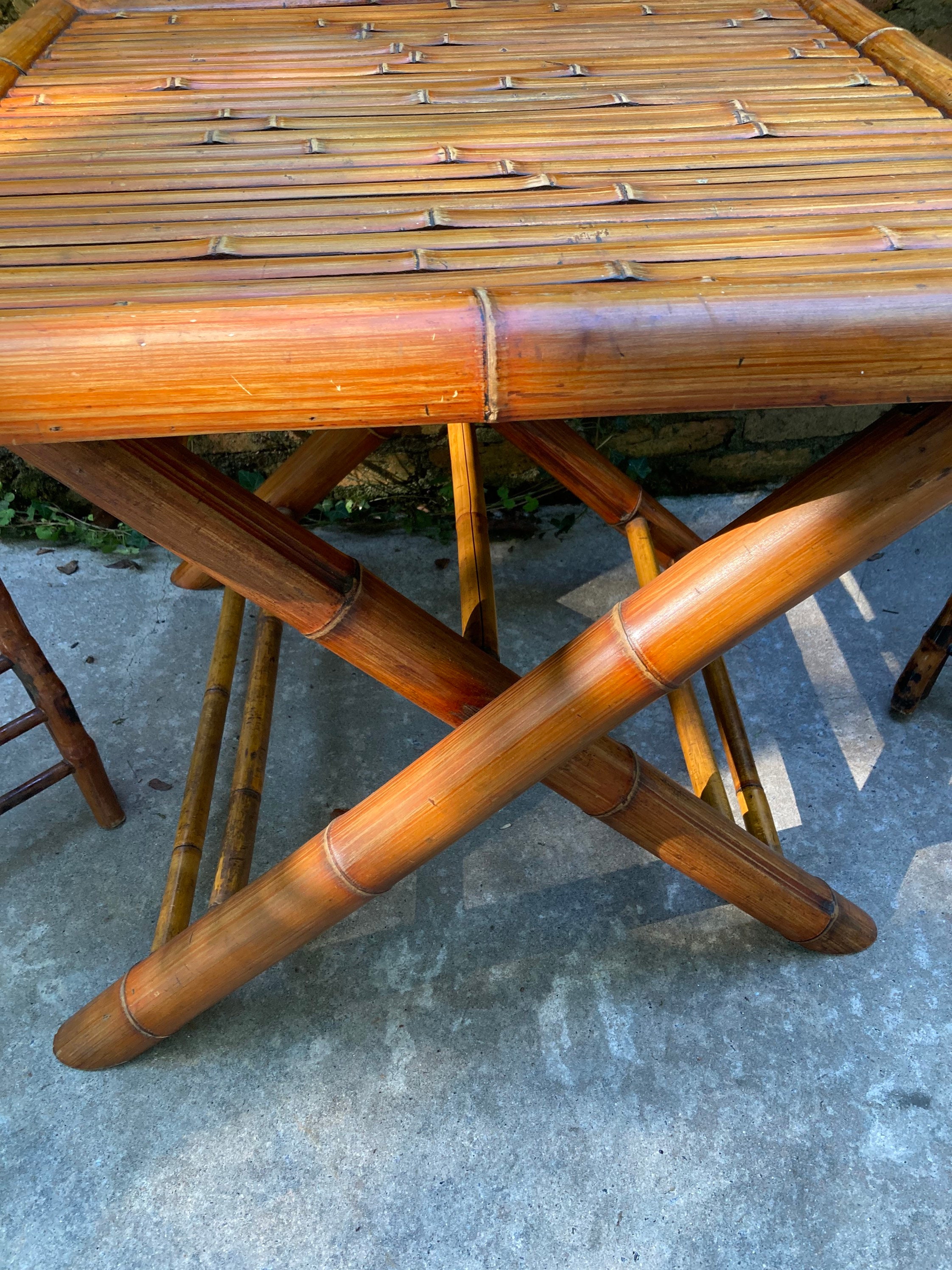 Bamboo Folding Table and Chair Patio Set - Etsy