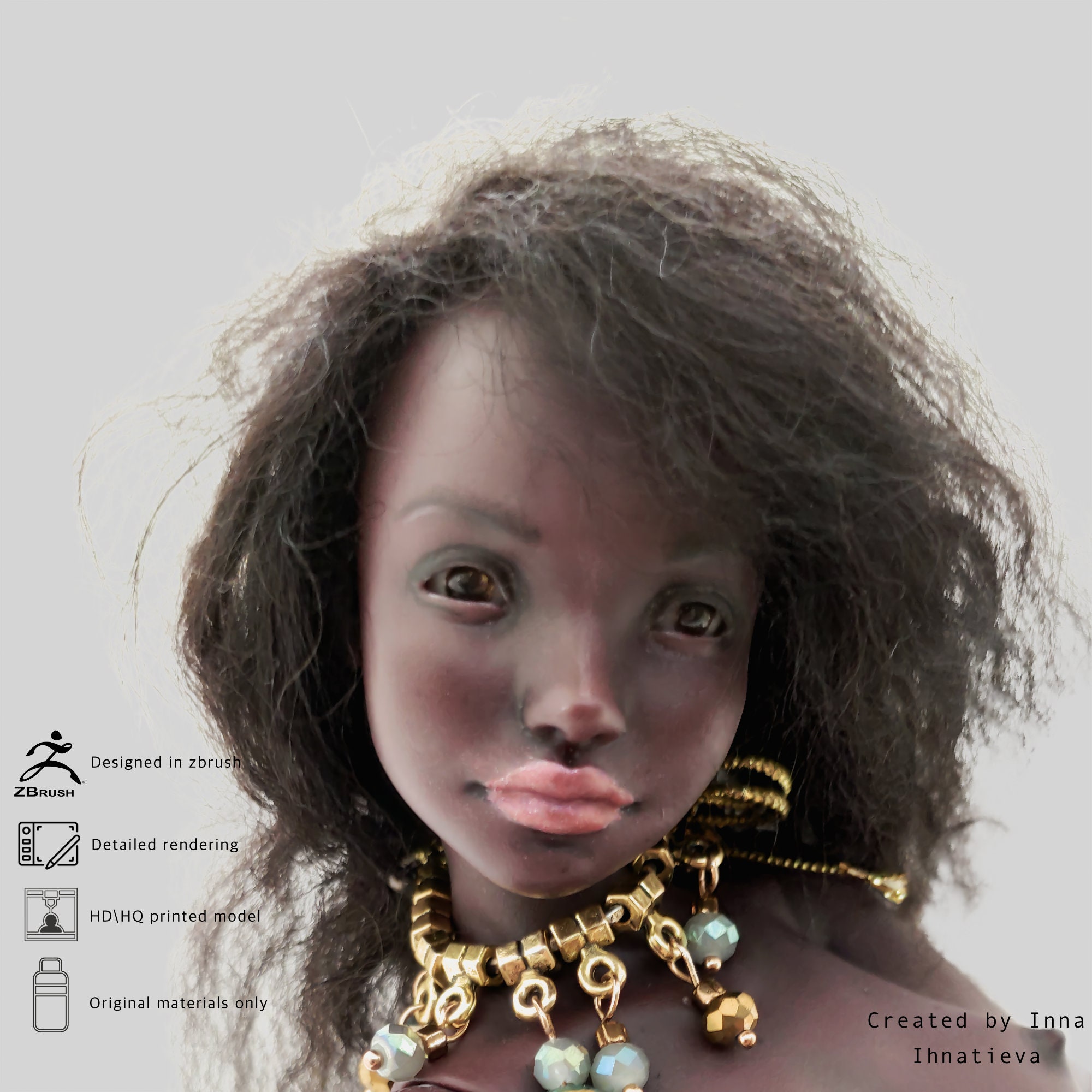 1/6 Plus Size Dark Skin Tone Bjd Doll 3d Printed - Etsy UK